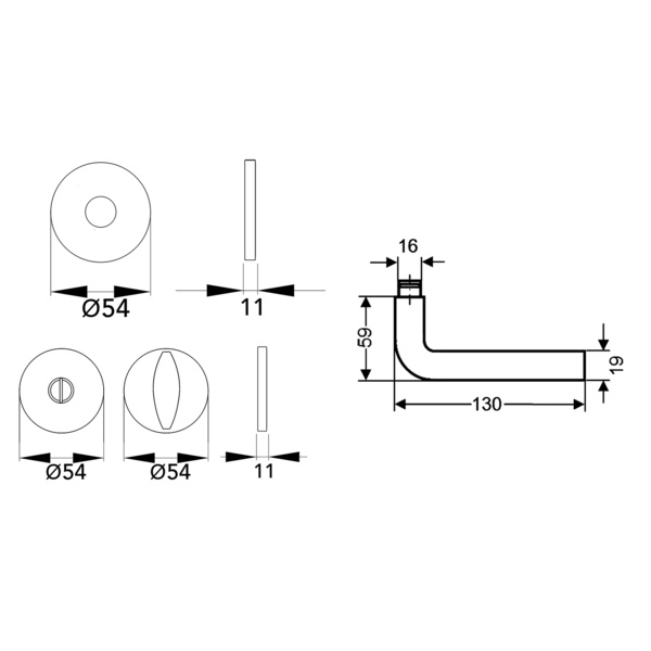 Slim Style E100D 71 - mit Knebel ohne rot/weiß (EZ170D) Edelstahl matt ...