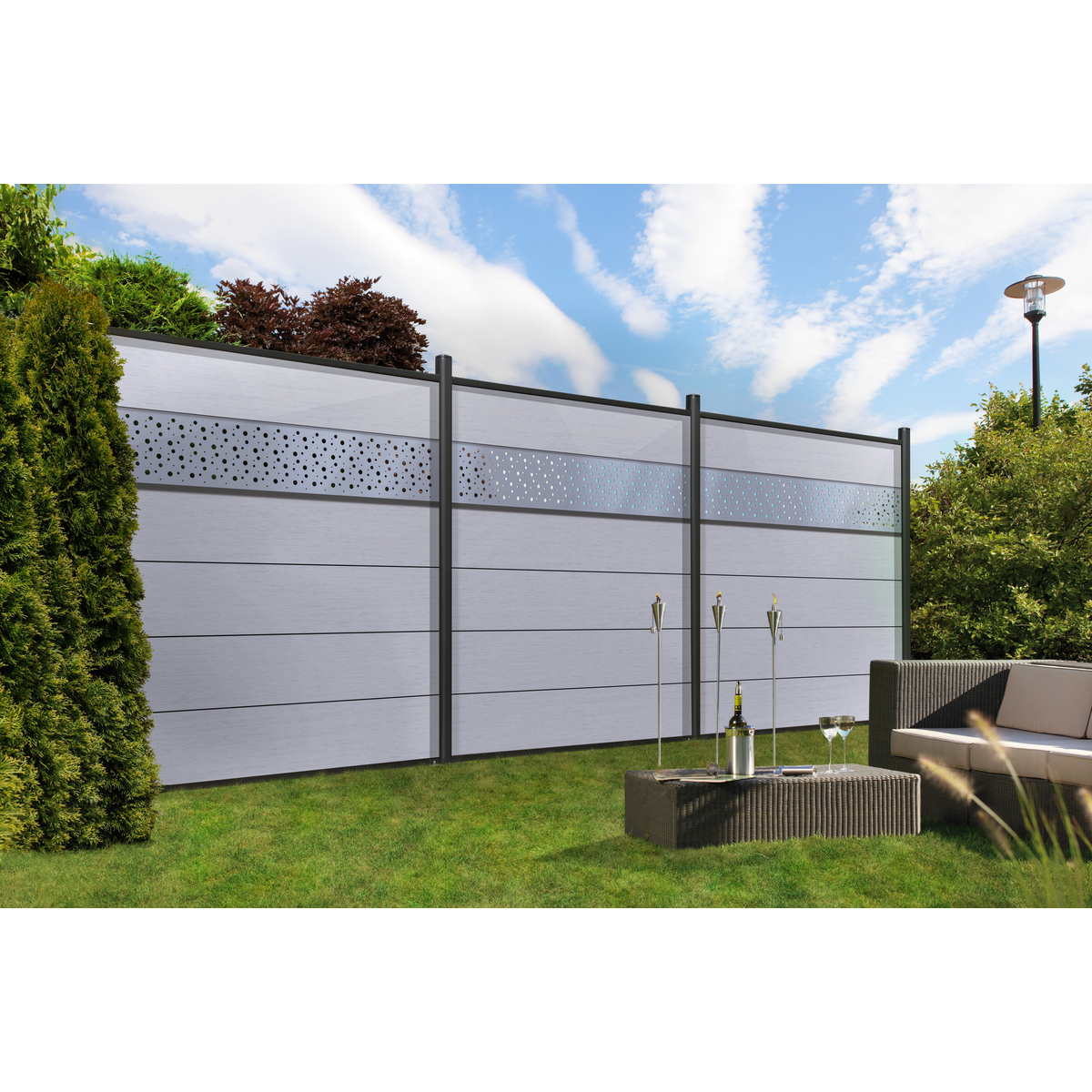 Sichtschutzzaun WPC grau "SYSTEM WPC XL" B x H: 178 x 183 cm ...